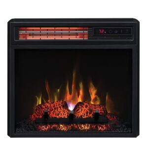 ClassicFlame 18" Infrared Quartz Electric Fireplace Insert with Safer Plug, Black