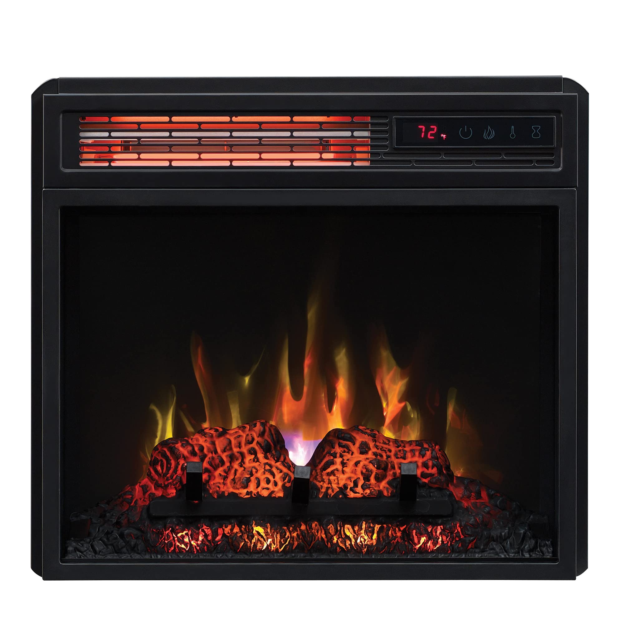 ClassicFlame 18" Infrared Quartz Electric Fireplace Insert with Safer Plug, Black