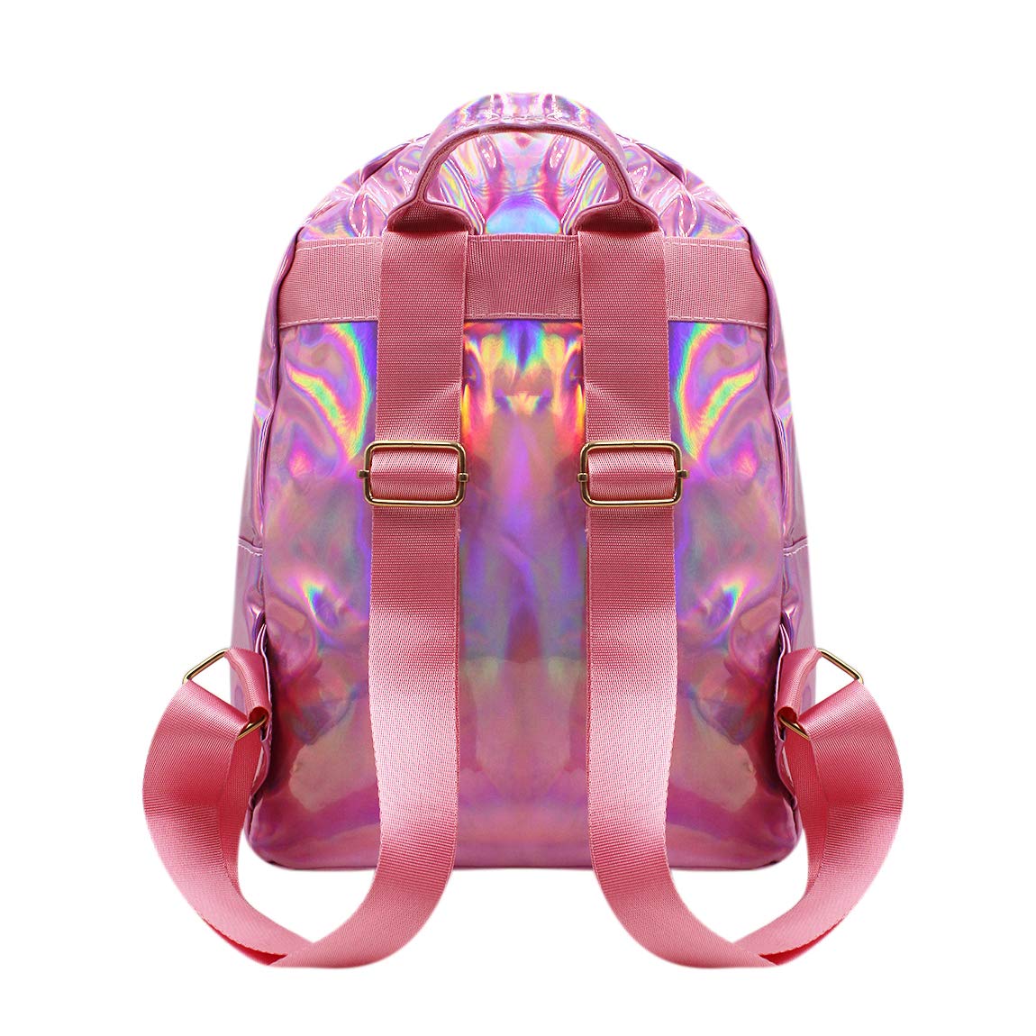 MOSSTYUS Small Holographic Rainbow Shoulder Bag Metallic Satchel Shiny Travel Daypack for Women Lady