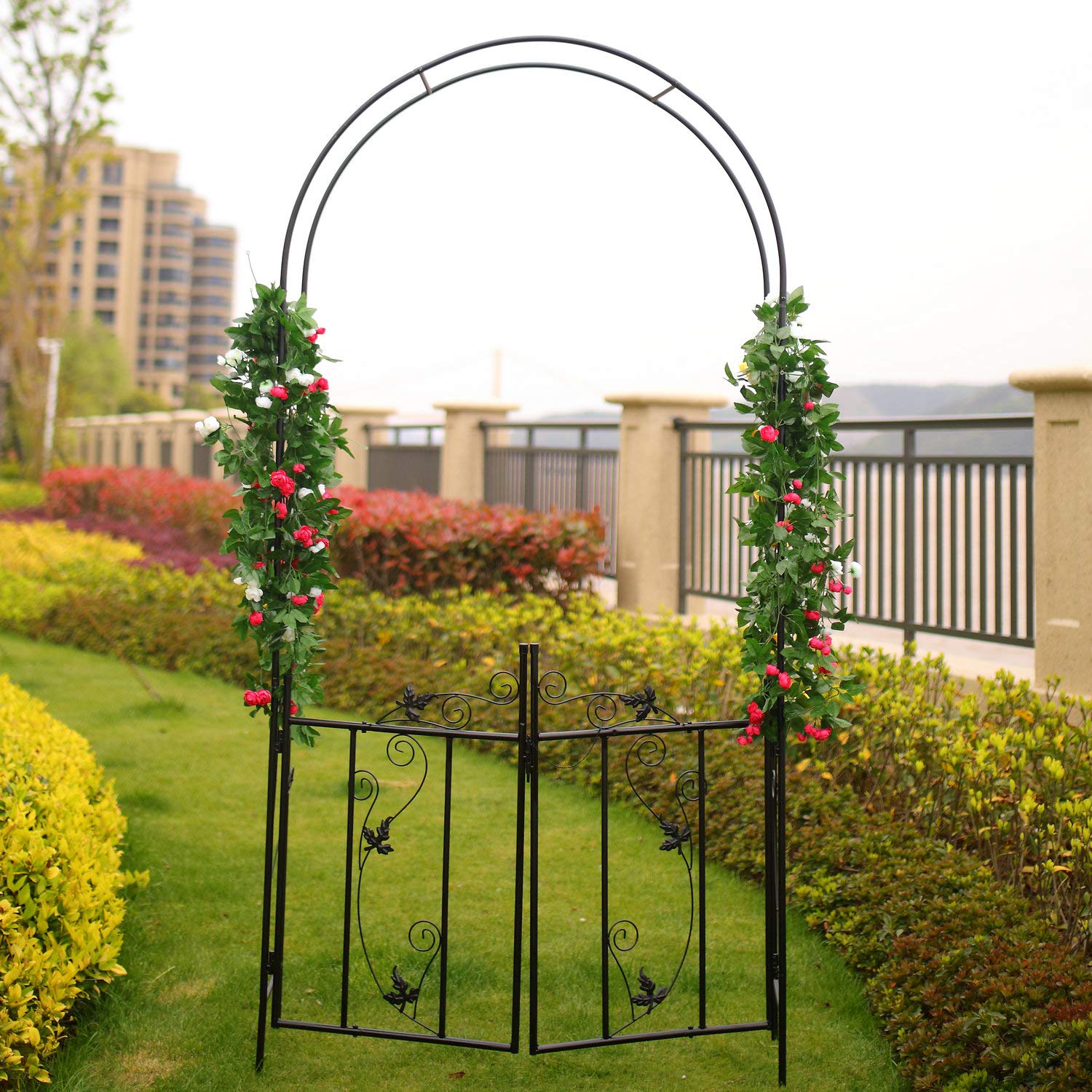 Better Garden Steel Garden Arch, 7'6" High x 3'9" Wide, Garden Arbor for Various Climbing Plant, Outdoor Garden Lawn Backyard