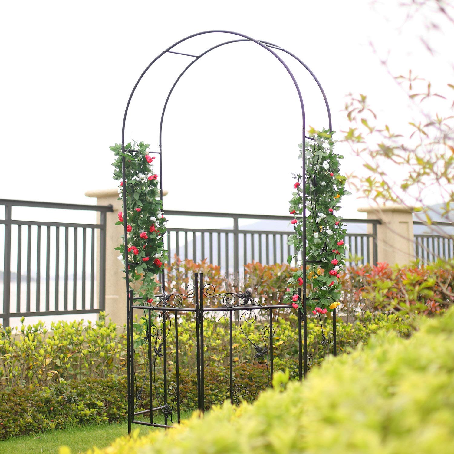 Better Garden Steel Garden Arch, 7'6" High x 3'9" Wide, Garden Arbor for Various Climbing Plant, Outdoor Garden Lawn Backyard