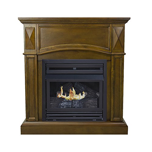 Pleasant Hearth 36 Compact 20,000 Liquid Propane Vent Free Fireplace System 20K BTU, Rich Heritage