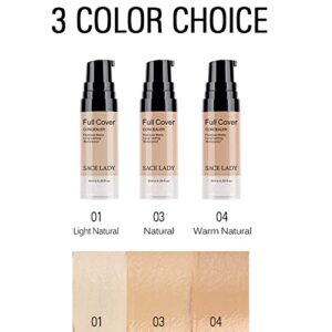 Pro Full Cover Liquid Concealer, Waterproof Smooth Matte Flawless Finish Creamy Concealer Foundation Corrector for Eye Dark Circles Spots Face Concealer Makeup Base, 6ml/0.20Fl Oz