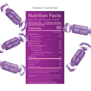 Tom & Jenny's Sugar Free Candy (Soft Caramel) with Sea Salt and Vanilla - Low Net Carb Keto Candy - with Xylitol and Maltitol - (Classic Caramel, 1-pack)