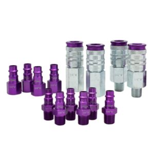 milton s-314vkit kit, 14pc hi-flo v style 1/4", purple