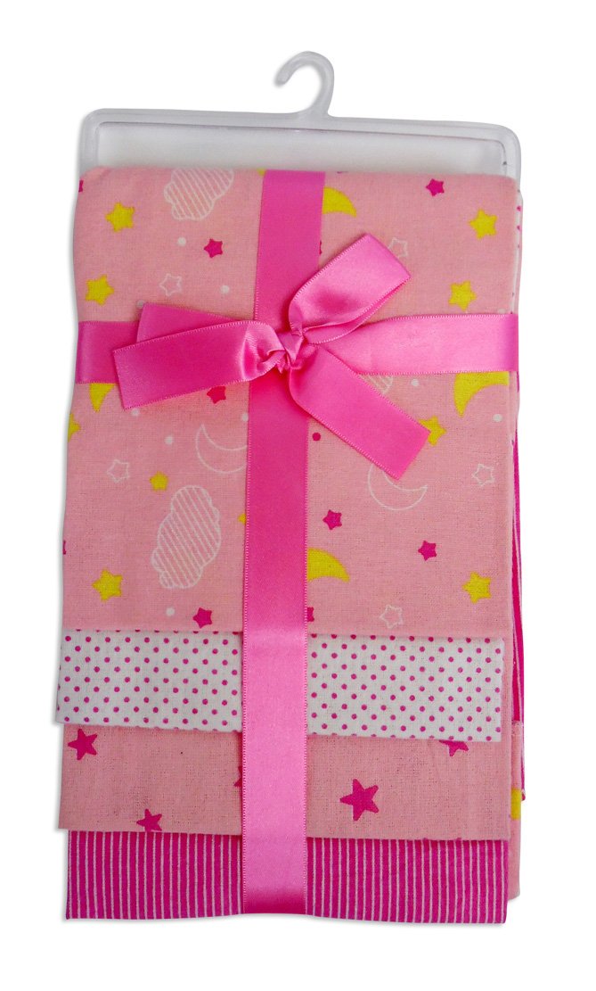 Bambini Pink Four Pack Receiving Blanket-30x40