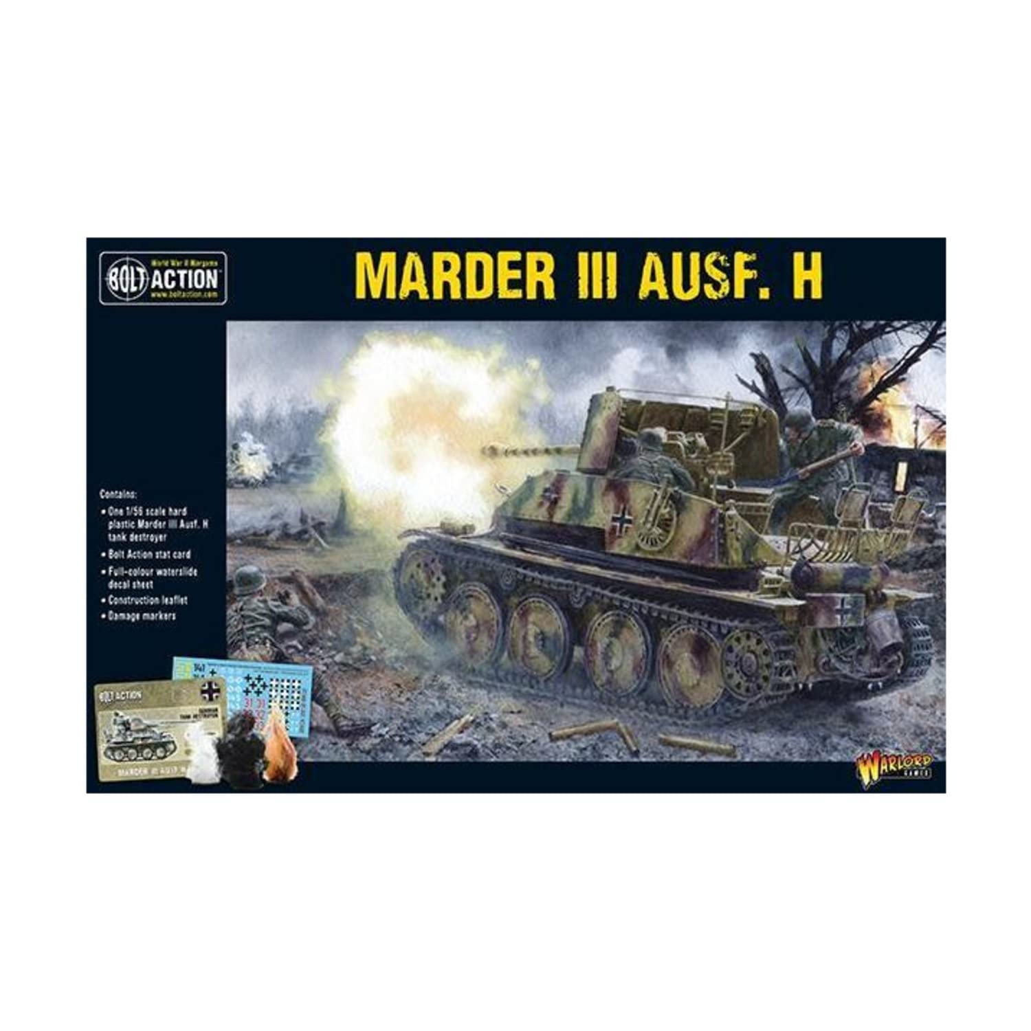 Bolt Action Marder III Ausf. H Tank 1:56 WWII Military Wargaming Plastic Model Kit