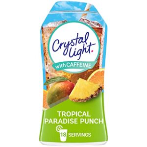 crystal light sugar-free zero calorie liquid water enhancer with caffeine - tropical paradise punch water flavor drink mix (1.62 fl oz bottle)