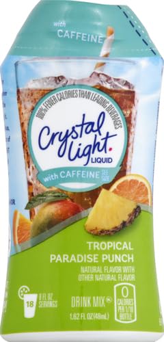 Crystal Light Sugar-Free Zero Calorie Liquid Water Enhancer with Caffeine - Tropical Paradise Punch Water Flavor Drink Mix (1.62 fl oz Bottle)