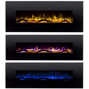 Regal Flame Denali Black 60 Log, Pebble, Crystal, 3 Color Heater Electric Wall Mounted Fireplace Better Than Wood Fireplaces, Gas Logs, Fireplace Inserts, Gas Fireplaces, Space Heaters, Propane