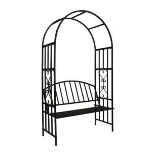 better garden steel garden arch with seat for 2 people, 6'7" high x 3'7" wide, garden arbor for various climbing plant, outdoor garden lawn backyard