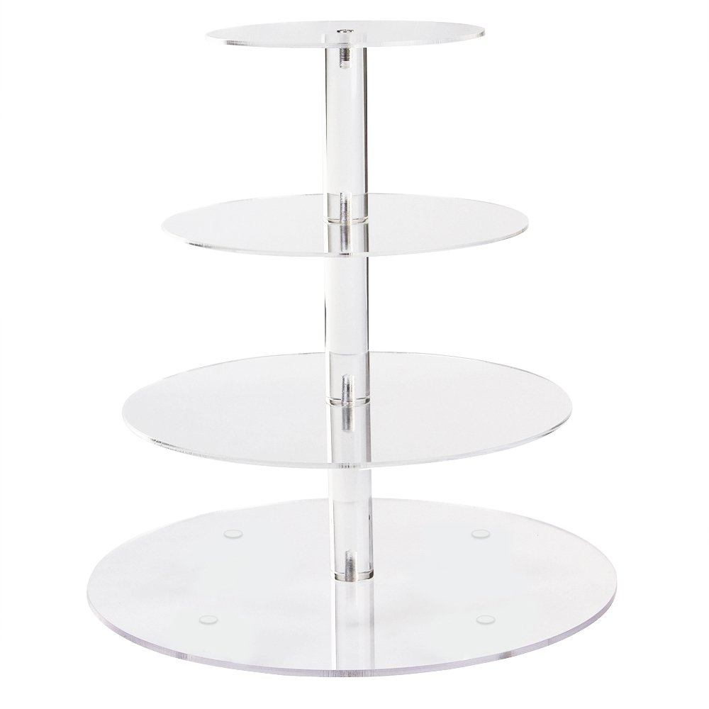 YestBuy 4 Tier Cupcake Stand, Acrylic Cupcake Tower Stand, Premium Cupcake Holder, Clear Cupcake Display Tree Tower Stand for 52 Cupcakes, Display for Pastry Wedding Birthday Party (4 Tier Round)