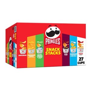 pringles potato crisps chips, snack stacks, lunch snacks, office and kids snacks, variety pack (27 cups)