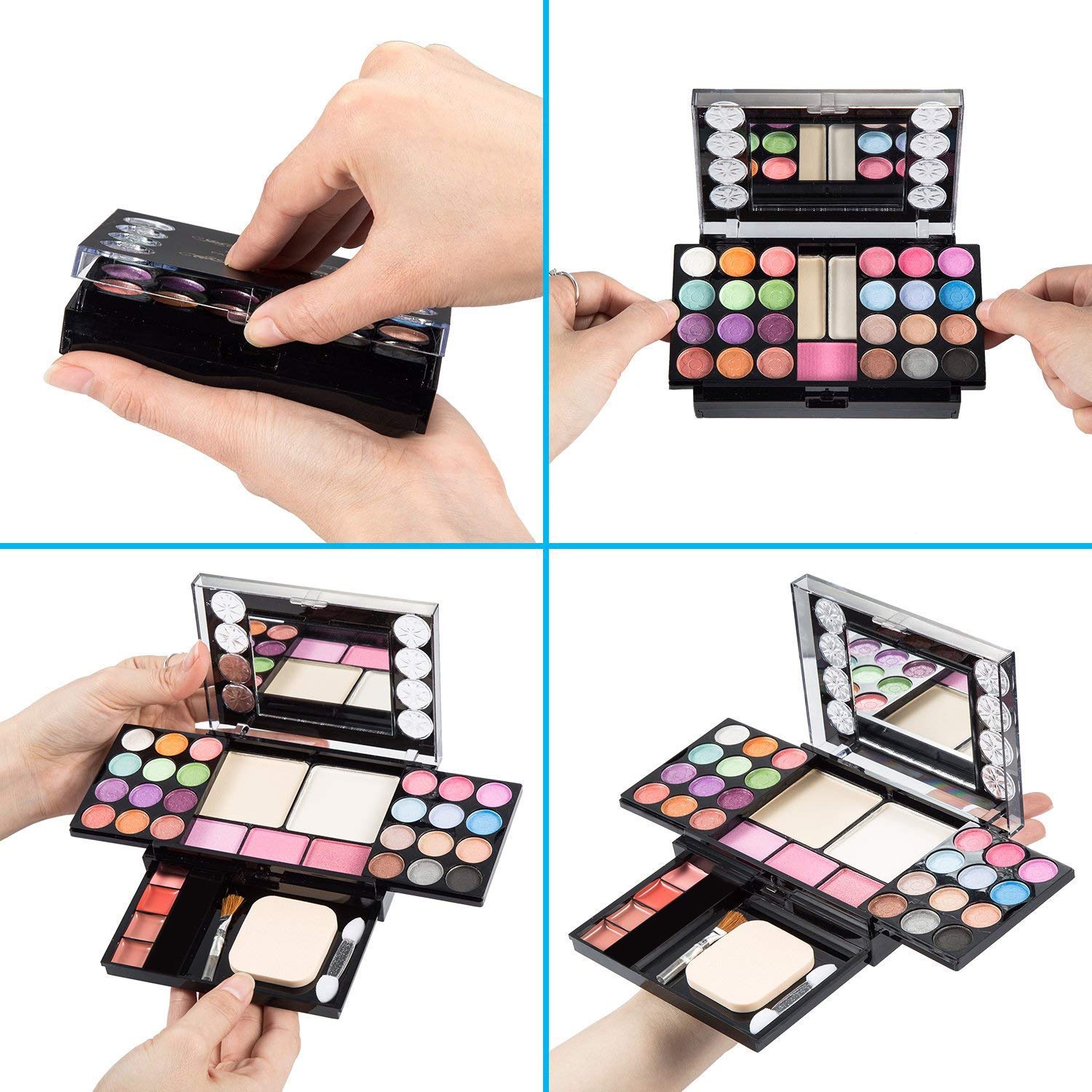 Eyeshadow Palette LT Makeup Palette 37 Bright Colors Matter and Shimmer Lip Gloss Blush Brushes Cosmetic Makeup Eyeshadow Highly Pigmented Palette for Girls Festival Birthday Gift Concealer Makeup Kit