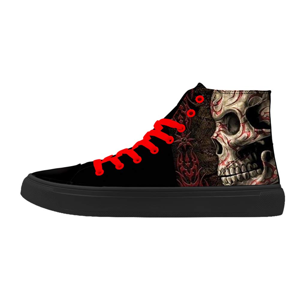 FIRST DANCE Skull Shoes for Men Fashion Sneaker High Top Skull Punk Rock Joker Print Shoes Black Shoes for Man Cool US11