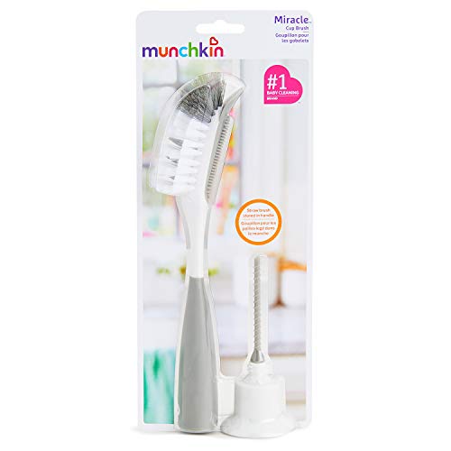 Munchkin® Miracle™ Dual Sided Cup and Baby Bottle Brush, Includes Straw Brush, Grey