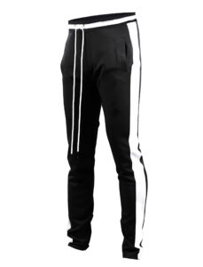 screenshotbrand-s41700 mens hip hop premium slim fit track pants - athletic jogger bottom with side taping-black-medium