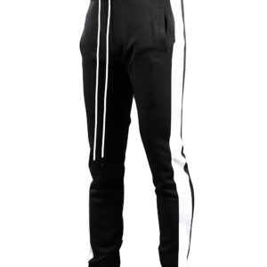 SCREENSHOTBRAND-S41700 Mens Hip Hop Premium Slim Fit Track Pants - Athletic Jogger Bottom with Side Taping-Black-Medium