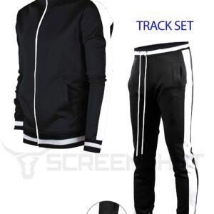 SCREENSHOTBRAND-S41700 Mens Hip Hop Premium Slim Fit Track Pants - Athletic Jogger Bottom with Side Taping-Black-Medium