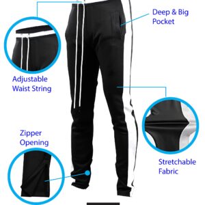 SCREENSHOTBRAND-S41700 Mens Hip Hop Premium Slim Fit Track Pants - Athletic Jogger Bottom with Side Taping-Black-Medium