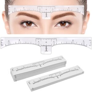 100 pack eyebrow ruler, kingmas disposable brow ruler microblading adhesive eyebrow sticker stencil guide measuring tool