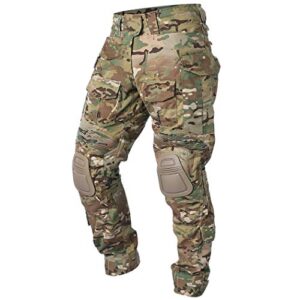 idogear men's g3 combat pants with knee pads multi camouflage trousers airsoft hunting paintball tactical outdoor pants (multi-camo,34w x 32l)