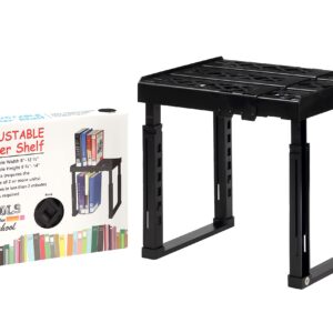 Tools for School Adjustable Locker Shelf Strong ABS Plastic - Width Adjusts from 8"-12.5" & Height Adjusts from 10"-14" - Patented Design - Beware of Cheap IMITATIONS - (Black)