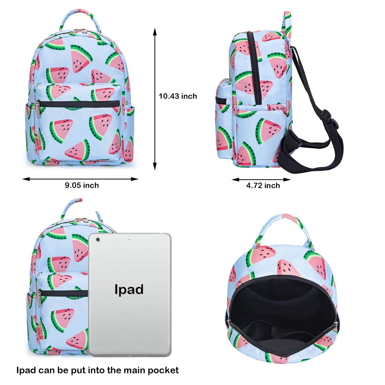 Cute 10 inch mini pack bag backpack for grils children and adult (watermelon)