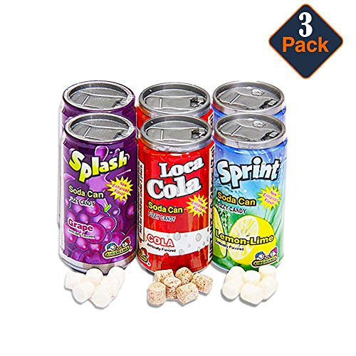 Soda Can Fizzy Candy Value Pack -- 3 Six-Packs (18 Cans Total, Candy Party Favors)