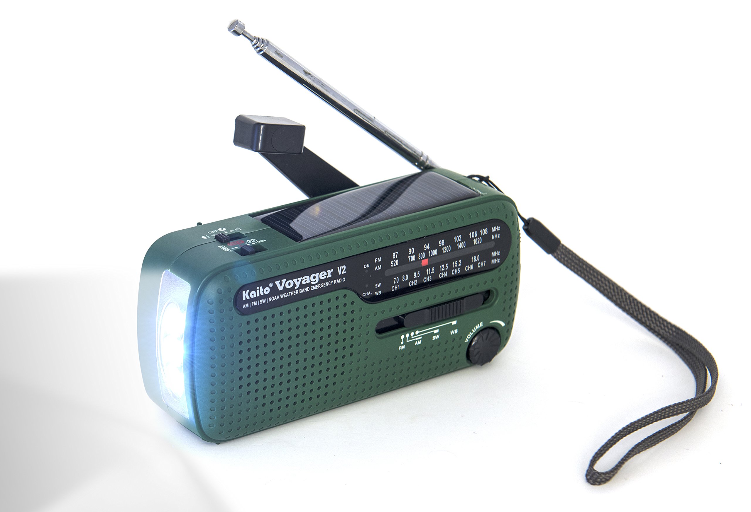 Best NOAA Portable Solar/Hand Crank AM/FM, Shortwave & NOAA Weather Emergency Radio with USB Cell Phone Charger & LED Flashlight (Green)