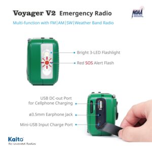 Best NOAA Portable Solar/Hand Crank AM/FM, Shortwave & NOAA Weather Emergency Radio with USB Cell Phone Charger & LED Flashlight (Green)