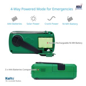 Best NOAA Portable Solar/Hand Crank AM/FM, Shortwave & NOAA Weather Emergency Radio with USB Cell Phone Charger & LED Flashlight (Green)