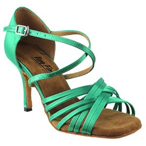 50 Shades Green Ballroom Latin Dance Shoes for Women: 2784LEDSS Green Satin 3" Slim Heel Size 10 1/2 (Special Order)