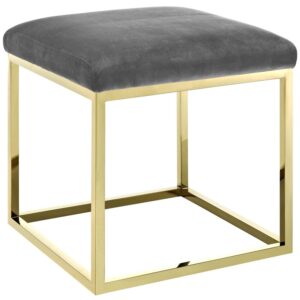 modway anticipate velvet upholstered modern ottoman with stainless steel frame in gold gray