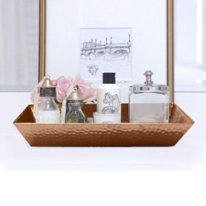 nu steel Hammered Copper Metal Toilet Tank Tray for Bathrooms, Vanity, Jewelry, and Plants