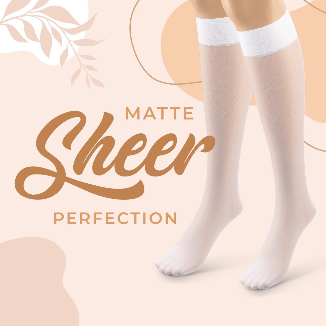 Silky Toes Sheer Knee High Stockings for Women, 6 Pairs Nylon Trouser Socks, Nude, One Size