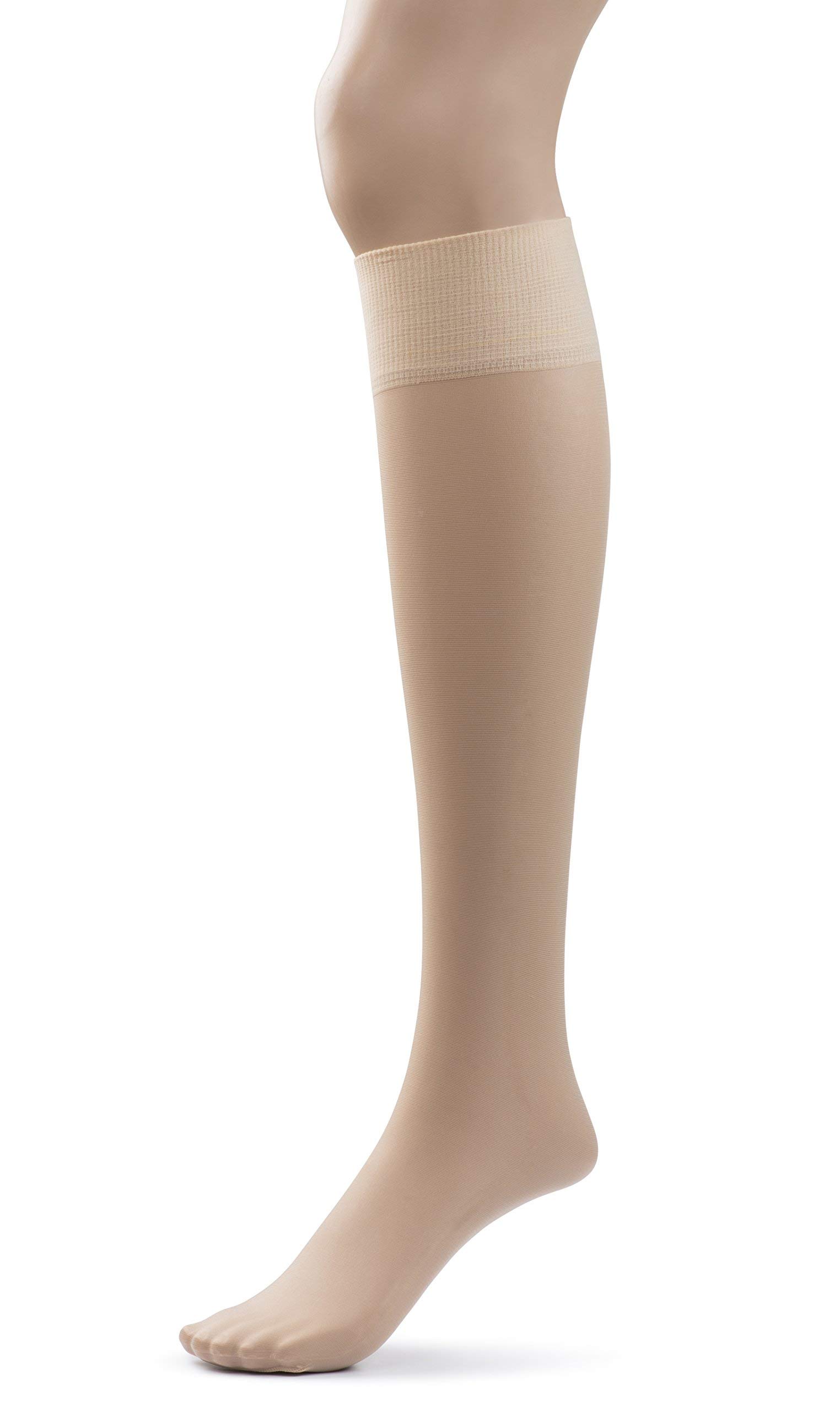 Silky Toes Sheer Knee High Stockings for Women, 6 Pairs Nylon Trouser Socks, Nude, One Size