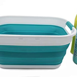 SAMMART 17.5L (4.6 Gallon) Collapsible/Foldable/Pop Up/Portable Washing Tub, Water Capacity 13.5L/3.5 Gallon (1, Bright Blue)