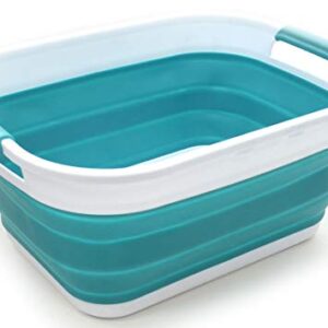 SAMMART 17.5L (4.6 Gallon) Collapsible/Foldable/Pop Up/Portable Washing Tub, Water Capacity 13.5L/3.5 Gallon (1, Bright Blue)