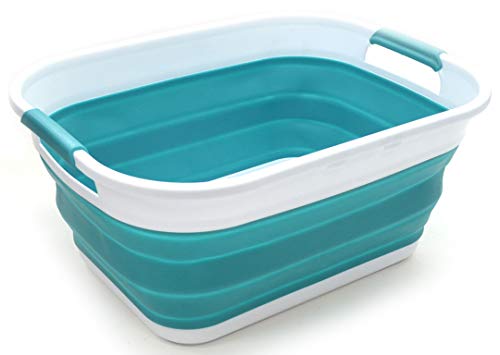 SAMMART 17.5L (4.6 Gallon) Collapsible/Foldable/Pop Up/Portable Washing Tub, Water Capacity 13.5L/3.5 Gallon (1, Bright Blue)