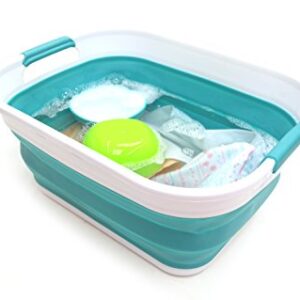 SAMMART 17.5L (4.6 Gallon) Collapsible/Foldable/Pop Up/Portable Washing Tub, Water Capacity 13.5L/3.5 Gallon (1, Bright Blue)