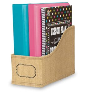 burlap book bin