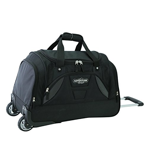 TPRC Adventure Rip-Stop Upright Rolling Duffel Bag, Black, 21 Inch