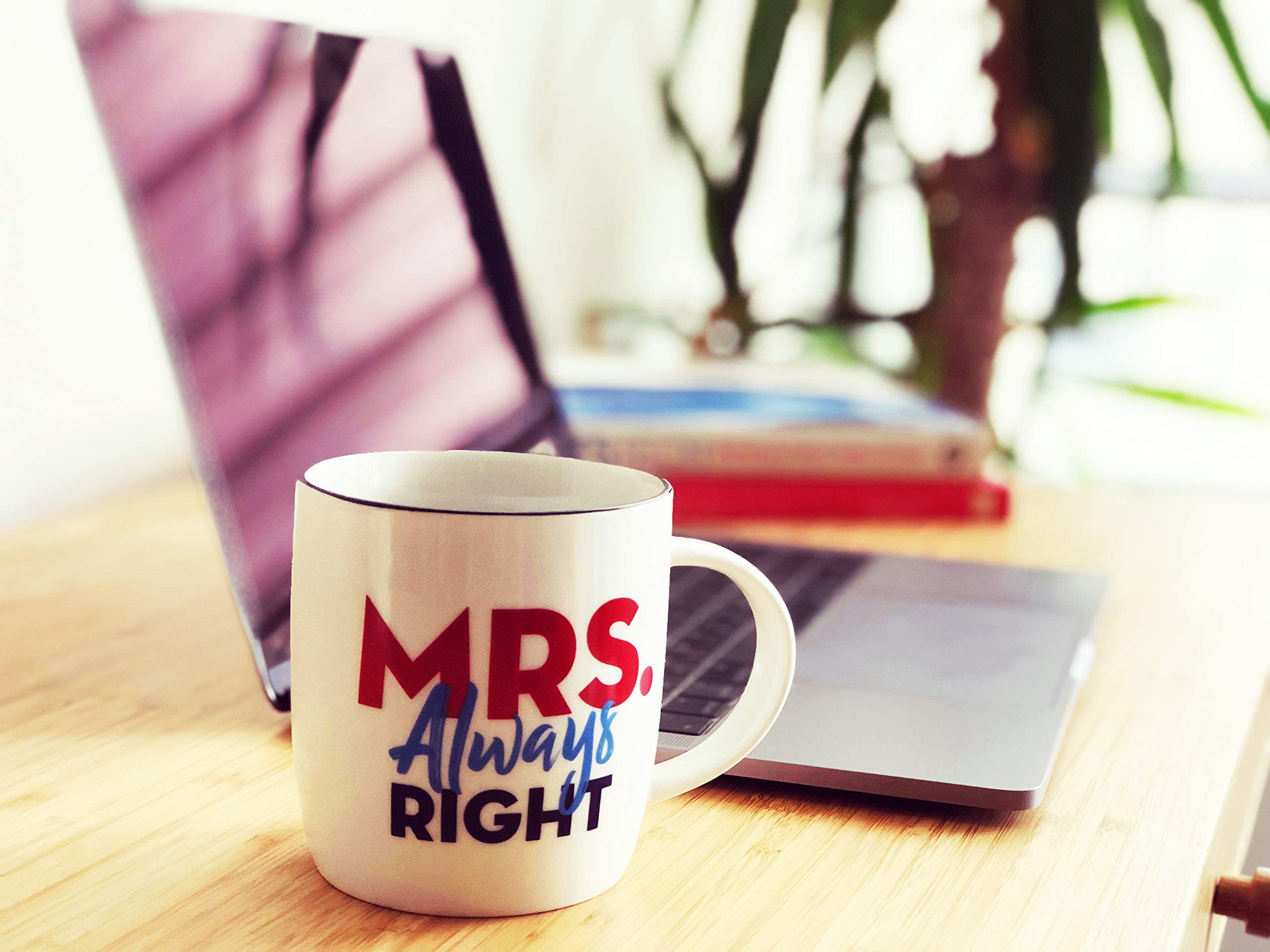 Triple Gifffted Mr Right Mrs Always Right Coffee Mugs Gifts Ideas for Couples, Wedding Anniversary, Engagement, Christmas, His & Hers, Bride and Groom, Parents, Newlyweds Bridal Shower, Ceramic 380ml