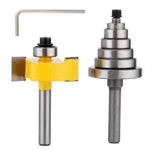 jttjdb 1/4-inch shank rabbet router bit with 6 bearings set - 1/8", 1/4", 5/16", 3/8", 7/16", 1/2" interchangeable bearings