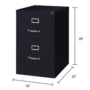 Pemberly Row 25" Greenguard Gold Certified 2-Drawer Metal Legal Width Vertical File Cabinet with Lock Included in Black