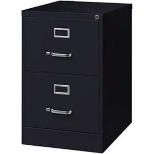 Pemberly Row 25" Greenguard Gold Certified 2-Drawer Metal Legal Width Vertical File Cabinet with Lock Included in Black