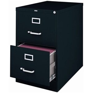 Pemberly Row 25" Greenguard Gold Certified 2-Drawer Metal Legal Width Vertical File Cabinet with Lock Included in Black