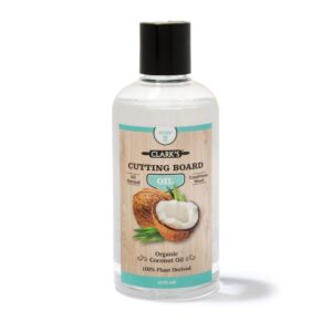 clark's coconut cutting board oil - refined for kitchen countertops - butcher blocks - wooden bowls - clark's cutting board oil - seals wood - food safe - no mineral oil - clark brush compatible