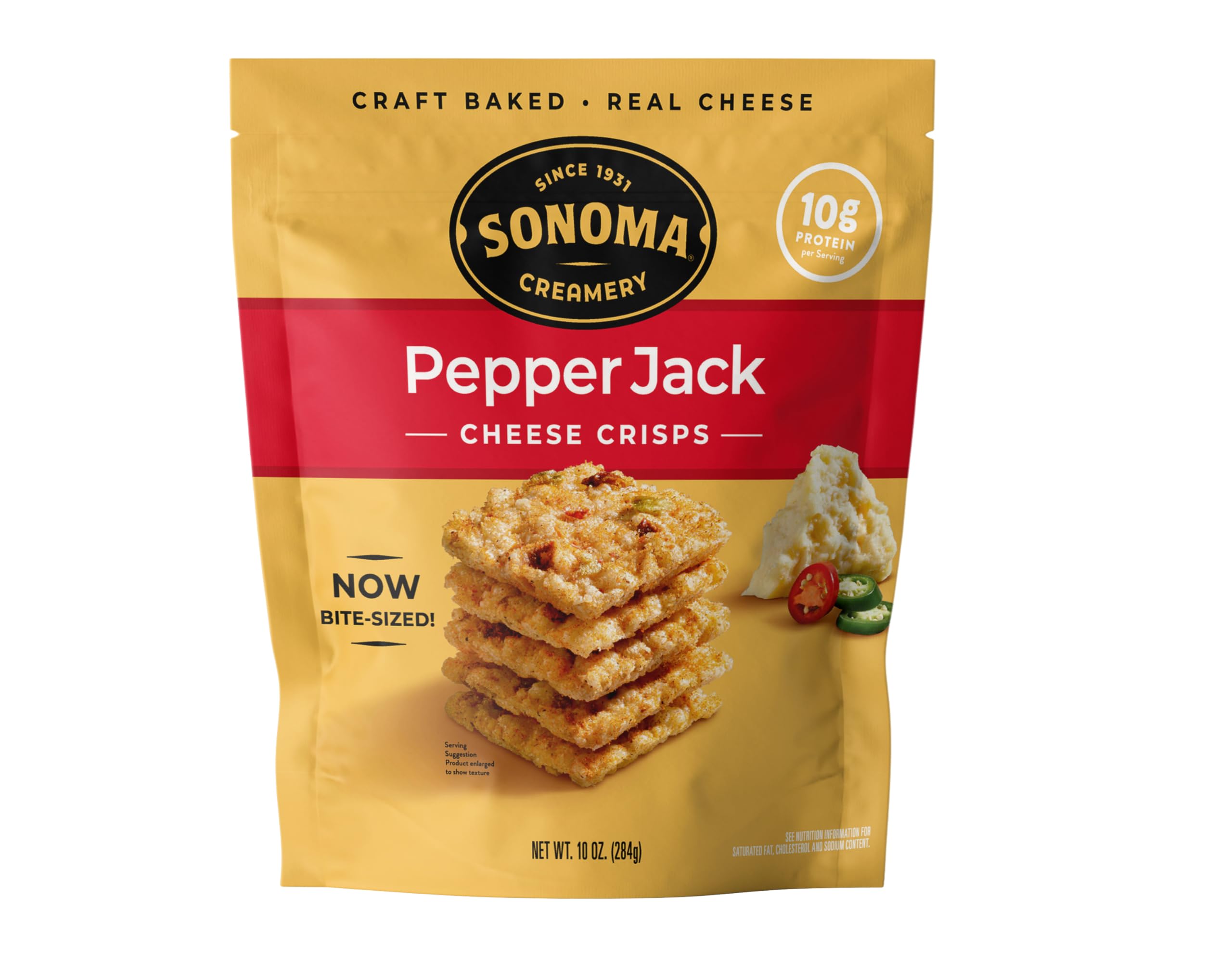 Sonoma Creamery - Cheese Crisps, Pepper Jack, 10 Oz (1 Count) | Savory Snack | High Protein | Low Carb | Gluten Free | Keto-Friendly